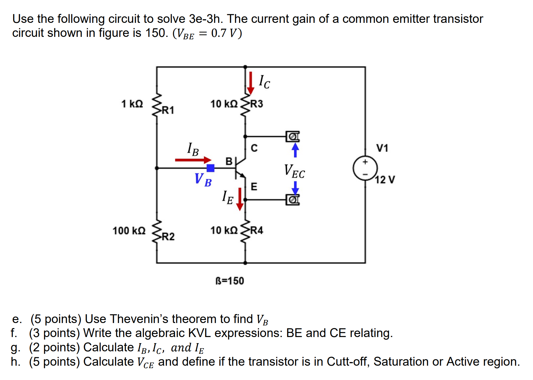 Solved Use the following circuit to solve 3e-3h. The current | Chegg.com