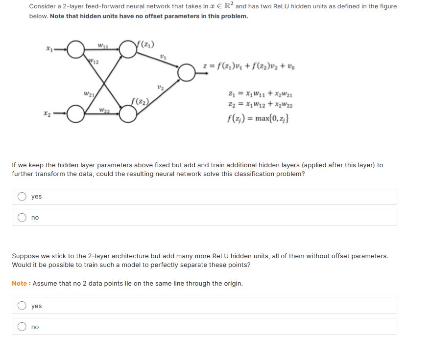 Solved Consider a 2-layer feed-forward neural network that | Chegg.com