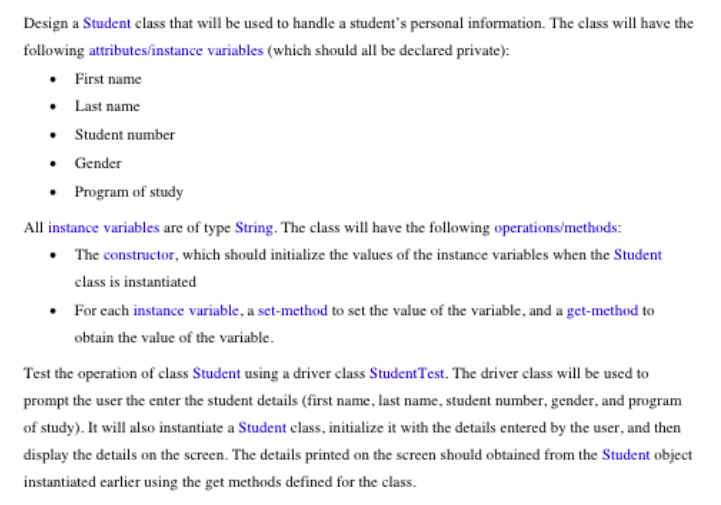 Solved Design a Student class that will be used to handle a | Chegg.com