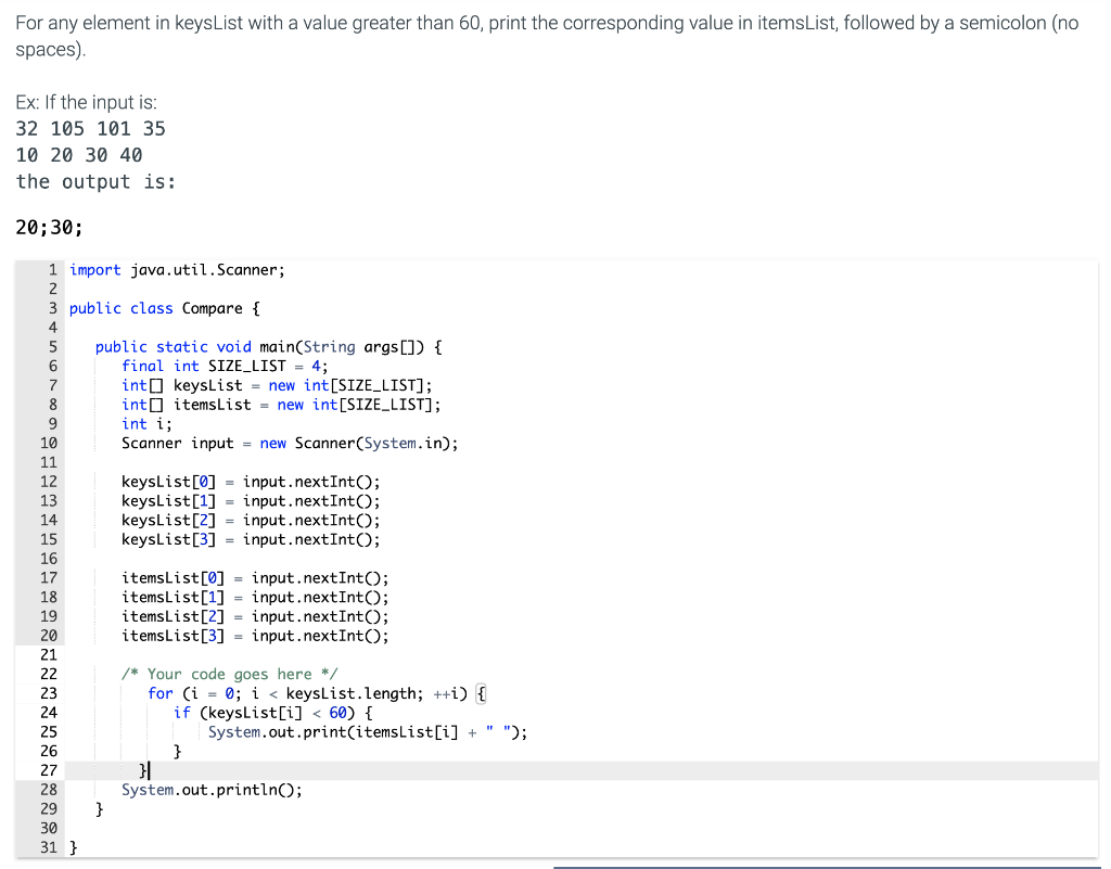 Solved For Any Element In KeysList With A Value Greater Than Chegg