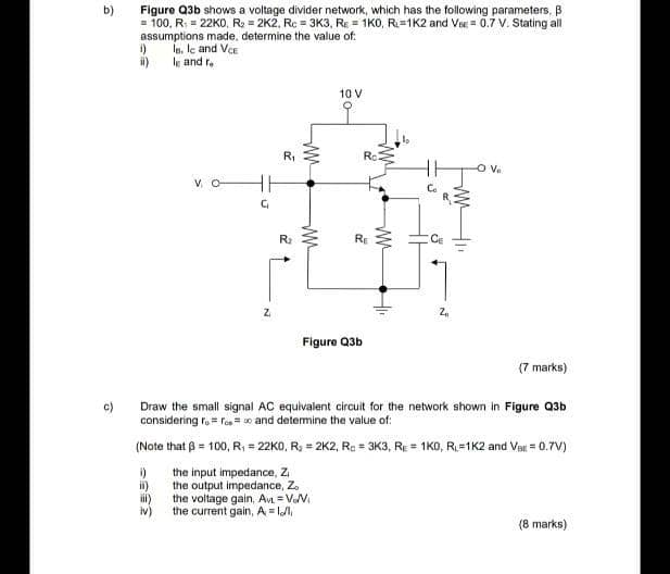 Solved b) Figure Q3b shows a voltage divider network, which | Chegg.com