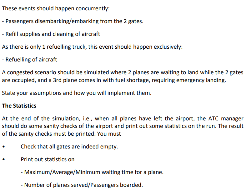 Solved Java Concurrent - Airport Simulation Program in which | Chegg.com