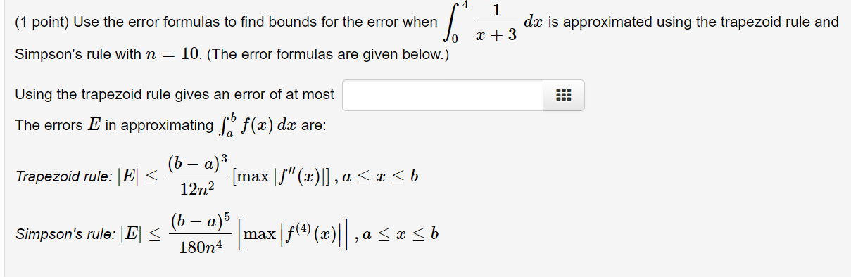 Solved 1 da is approximated using the trapezoid rule and (1 | Chegg.com