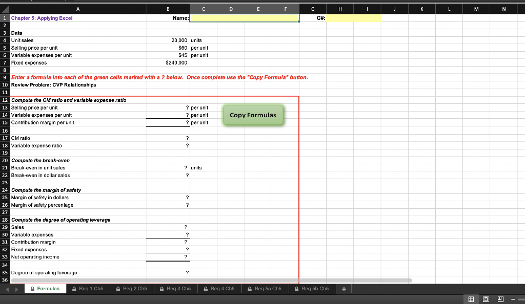 A B C D E F G H - J к L M N Name: G#: 1 Chapter 5: | Chegg.com