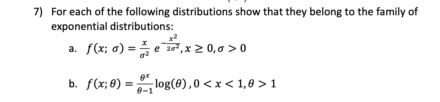 Solved For each of the following distributions show that | Chegg.com