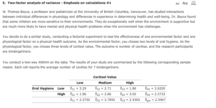 Solved 5. Two-factor analysis of variance Emphasis on | Chegg.com