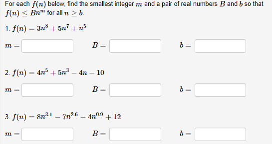 Solved find the smallest integer m and a pair of real number | Chegg.com
