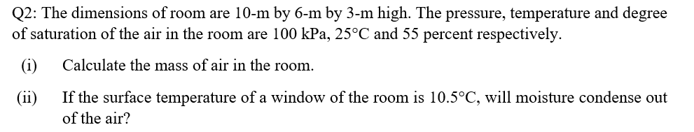 Solved Q2: The dimensions of room are 10-m by 6-m by 3-m | Chegg.com