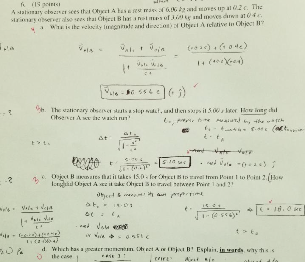 Solved 6. (19 points) Where - A stationary observer sees | Chegg.com