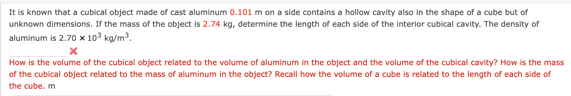 Solved It is known that a cubical object made of cast | Chegg.com