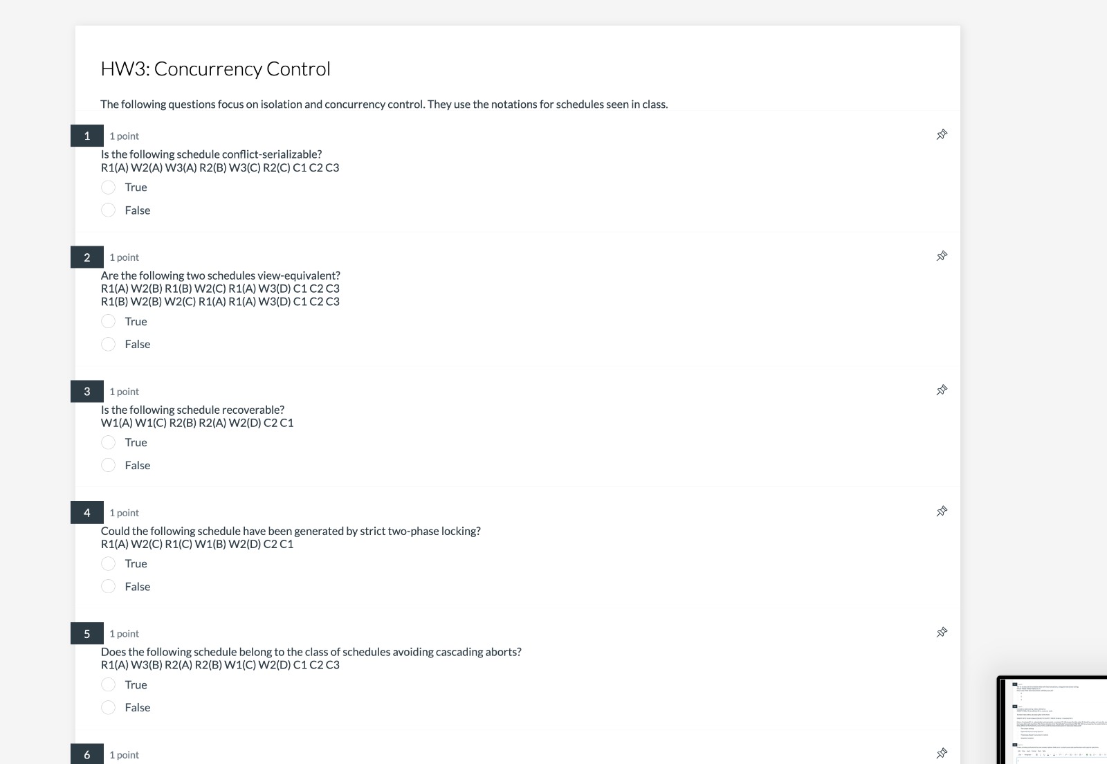Solved HW3: Concurrency ControlThe following questions focus | Chegg.com