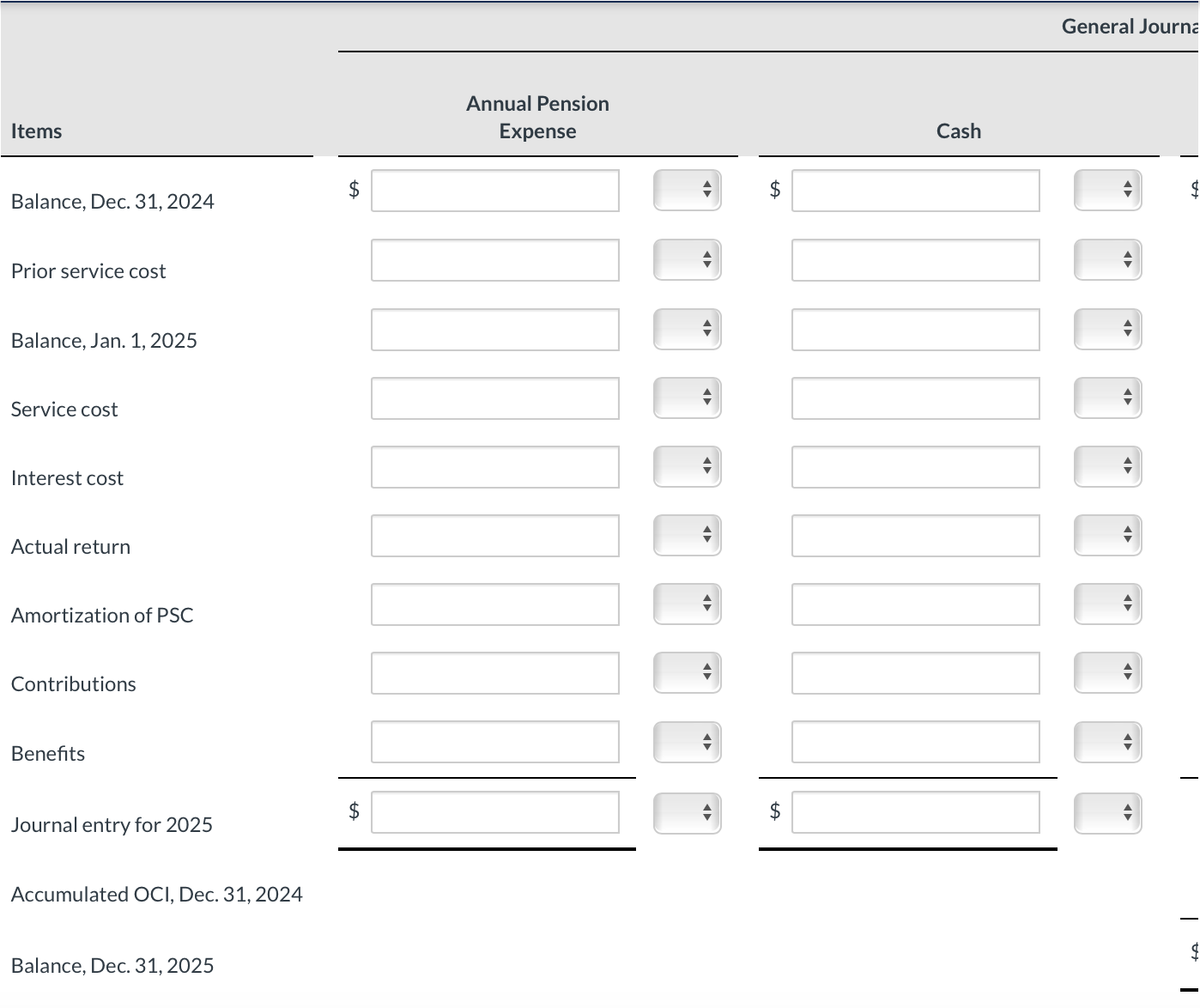 Solved al EntriesAssetsAccumulated OCI, Dec. 31, 2024 | Chegg.com