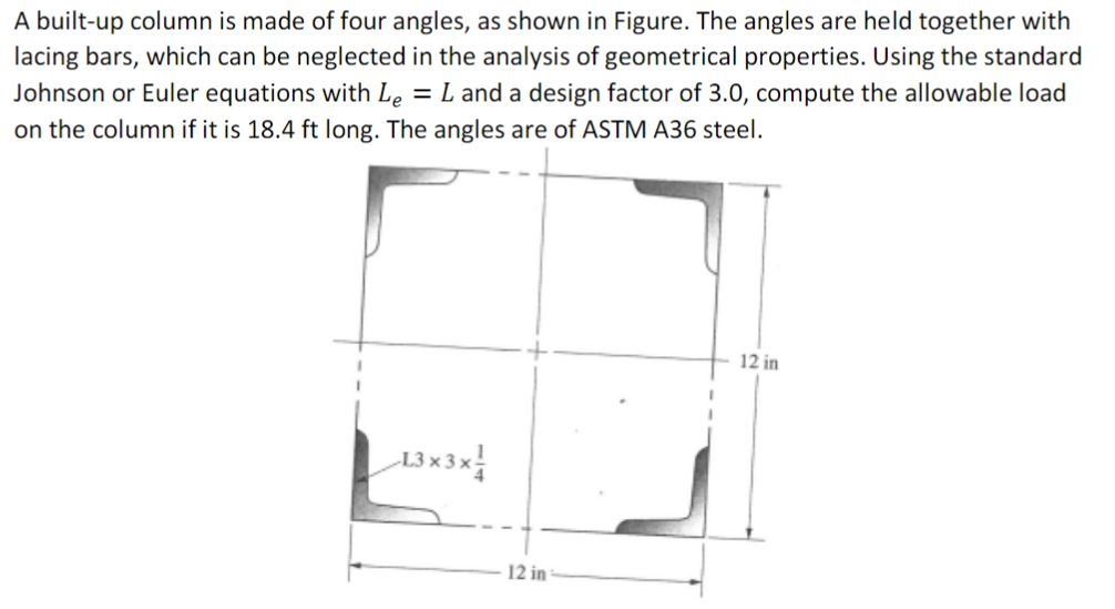 Solved A built-up column is made of four angles, as shown in | Chegg.com