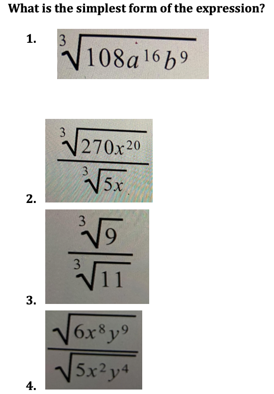 Solved What is the simplest form of the expression? 1. 3 | Chegg.com