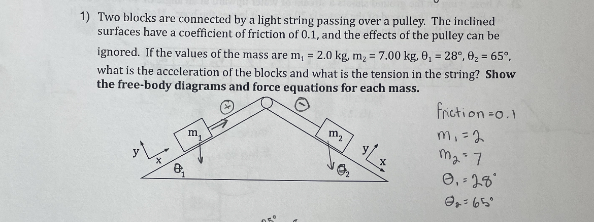 Solved Two Blocks Are Connected By A Light String Passing