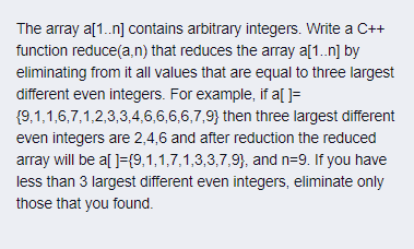 Solved The array a[1..n] contains arbitrary integers. Write | Chegg.com