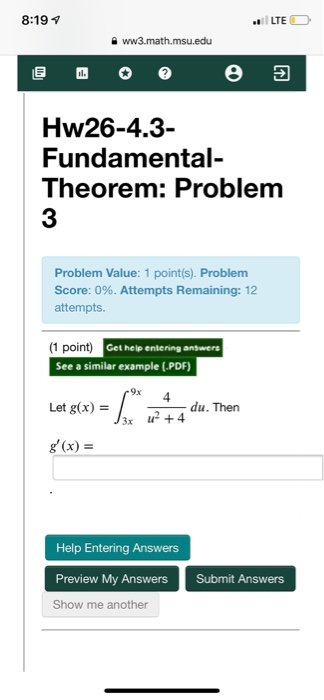 Solved ail LTE 8:18 ww3.math.msu.edu Hw26-4.3 Fundamental- | Chegg.com