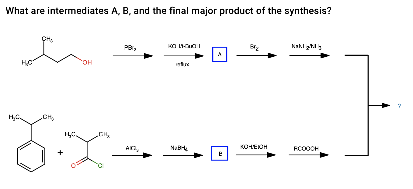 Solved What are intermediates A, B, and the final major | Chegg.com