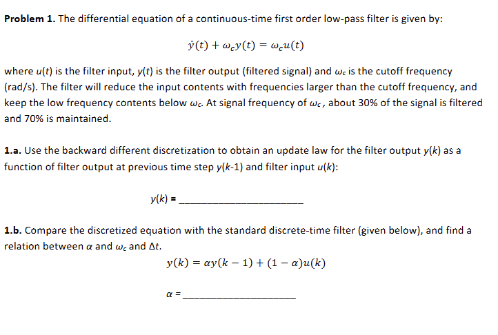Solved Problem 1. ﻿The differential equation of ﻿a | Chegg.com