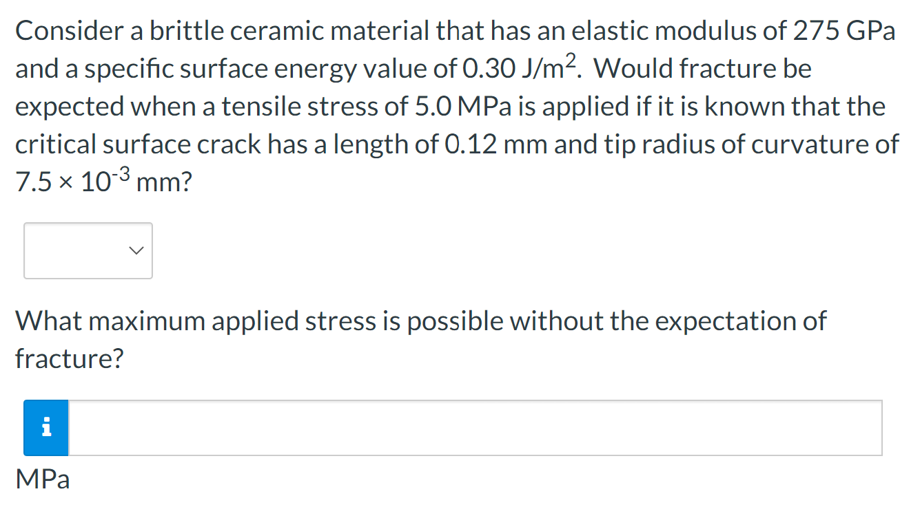 Solved Consider a brittle ceramic material that has an | Chegg.com