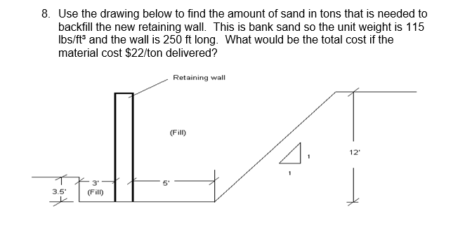 Solved Use the drawing below to find the amount of sand in | Chegg.com