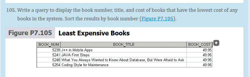 Solved 69. Write a query to display the book number, title, | Chegg.com