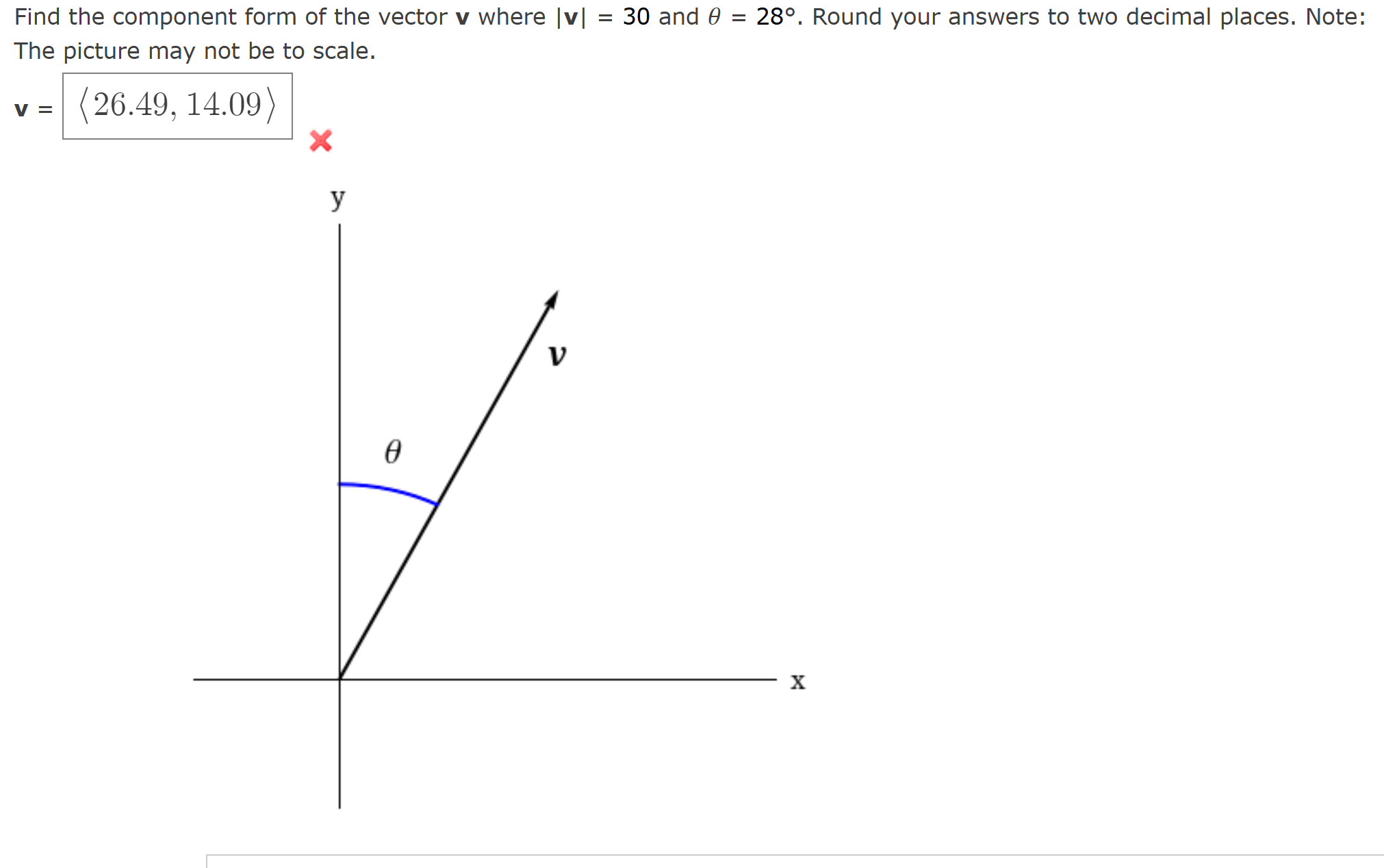 Solved Find the component form of the vector v ﻿where |v|=30 | Chegg.com
