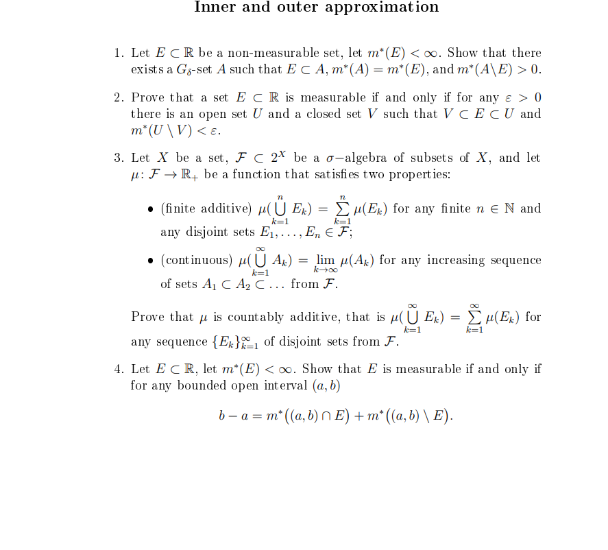 Inner And Outer Approximation 1 Let E⊂r Be A