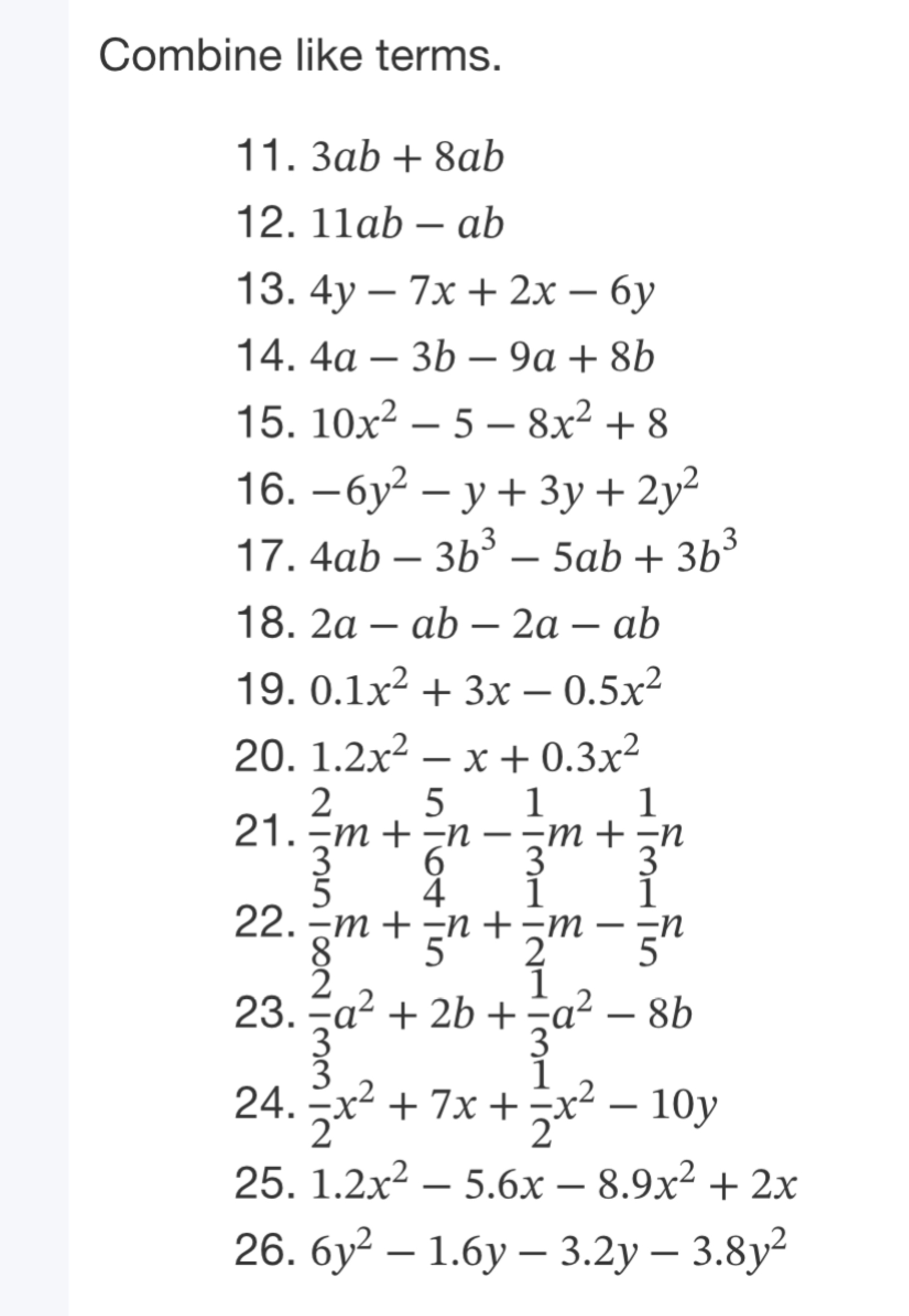 Solved Combine like | Chegg.com