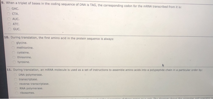 Solved 9. When a triplet of bases in the coding sequence of | Chegg.com