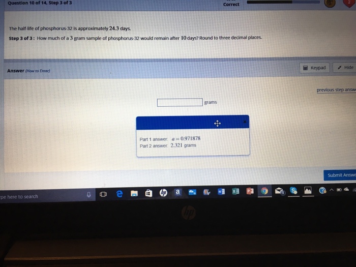 Solved The half life of phosphorus-32 is approximately 24.3 | Chegg.com