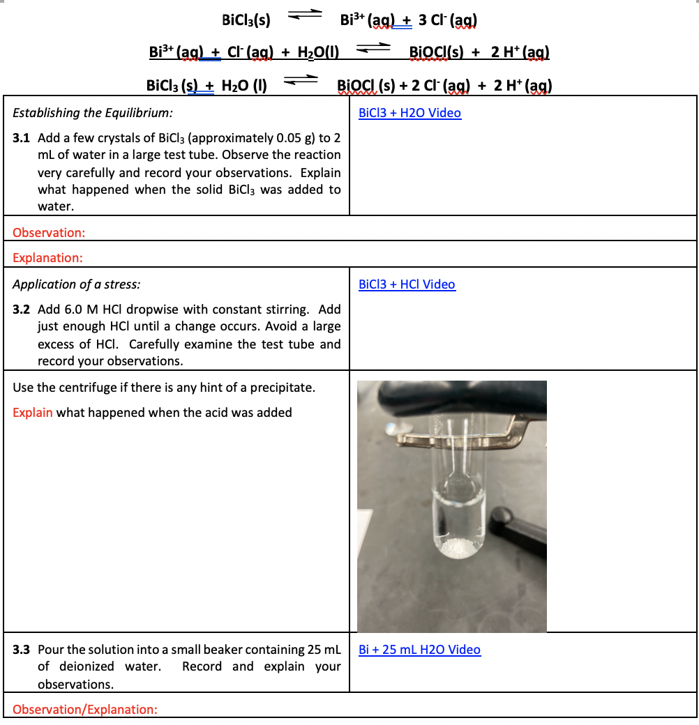 Solved BICI3(s) = Bi3+ (ag) + 3 Cl" (ag) Bi3+ (ag) + Cl (ag) | Chegg.com