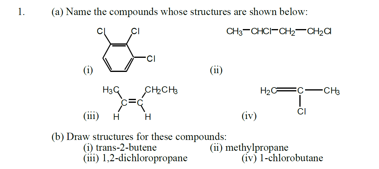 Solved (a) Name the compounds whose structures are shown | Chegg.com