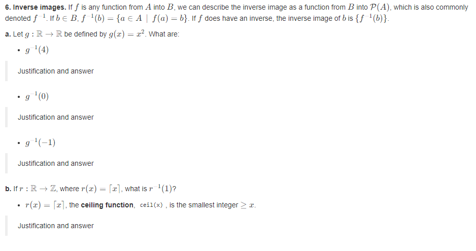 Solved 6. Inverse images. If f is any function from A into | Chegg.com