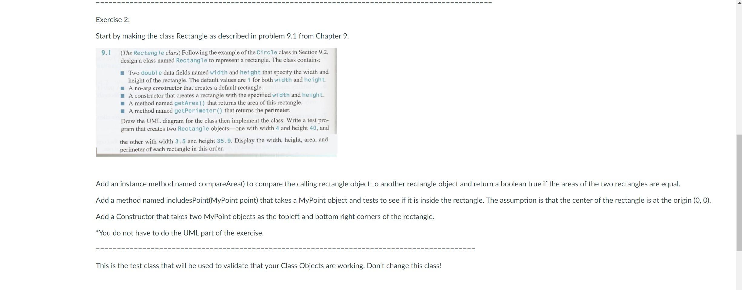 Solved === Exercise 2: Start by making the class Rectangle | Chegg.com