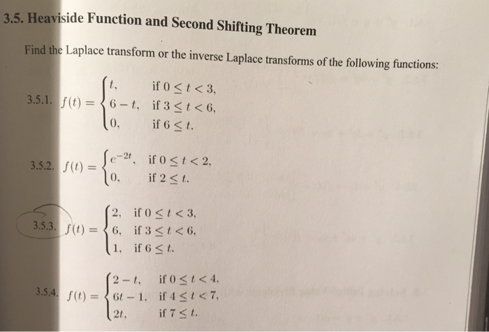 Solved 3.5. Heaviside Function and Second Shifting Theorem | Chegg.com