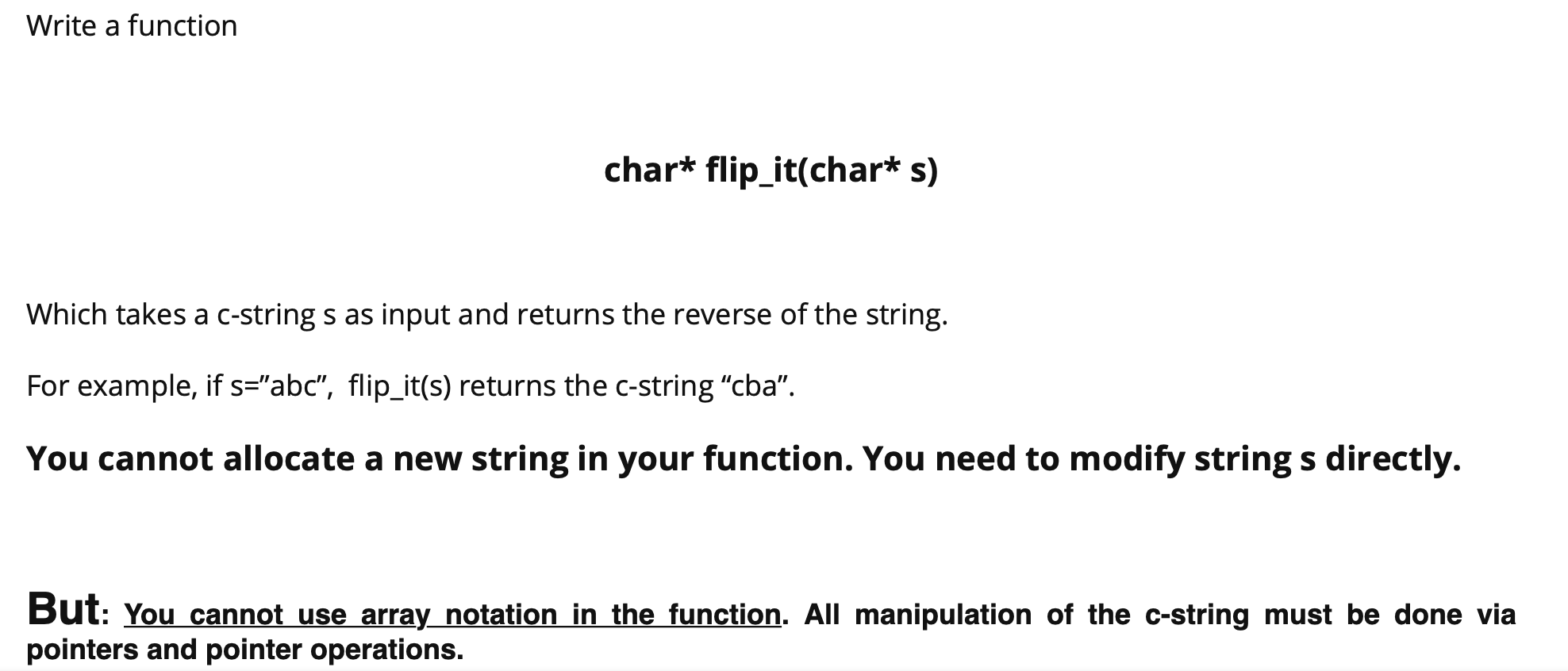 Solved Write a function char* flip_it(char* s) Which takes a | Chegg.com