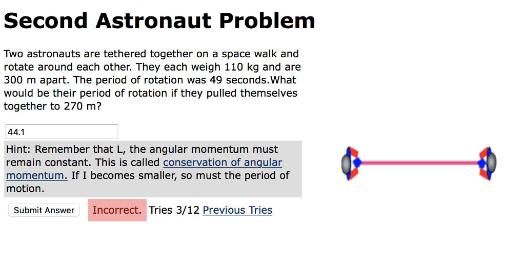 Solved Second Astronaut Problem Two astronauts are tethered | Chegg.com