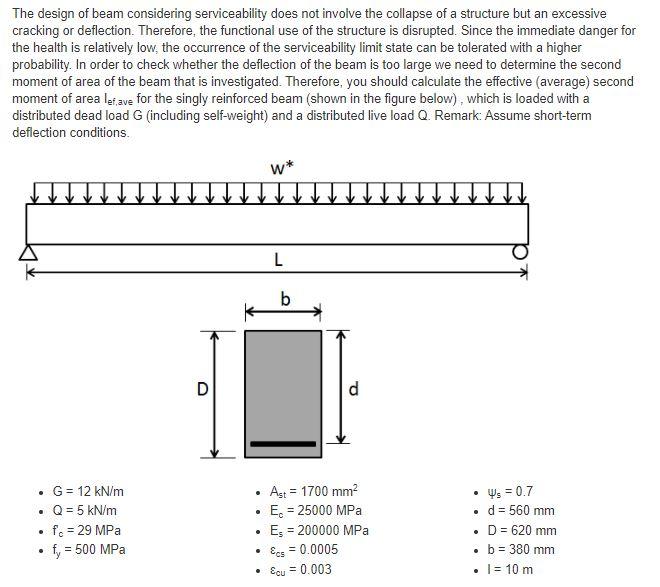 Solved The design of beam considering serviceability does | Chegg.com