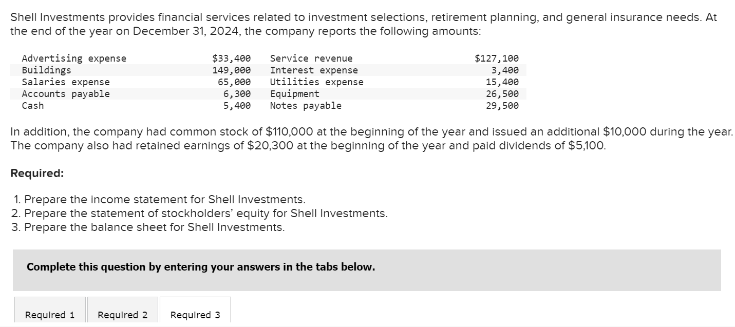 Solved Shell Investments provides financial services related | Chegg.com