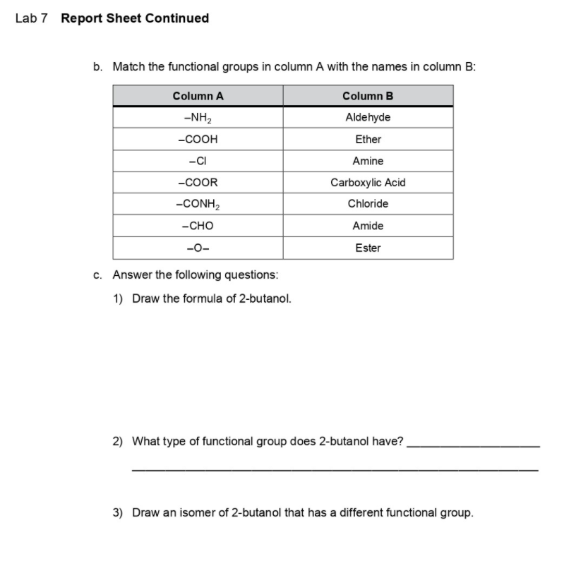 Solved Lab 7 Report Sheet Continued b. Match the functional | Chegg.com
