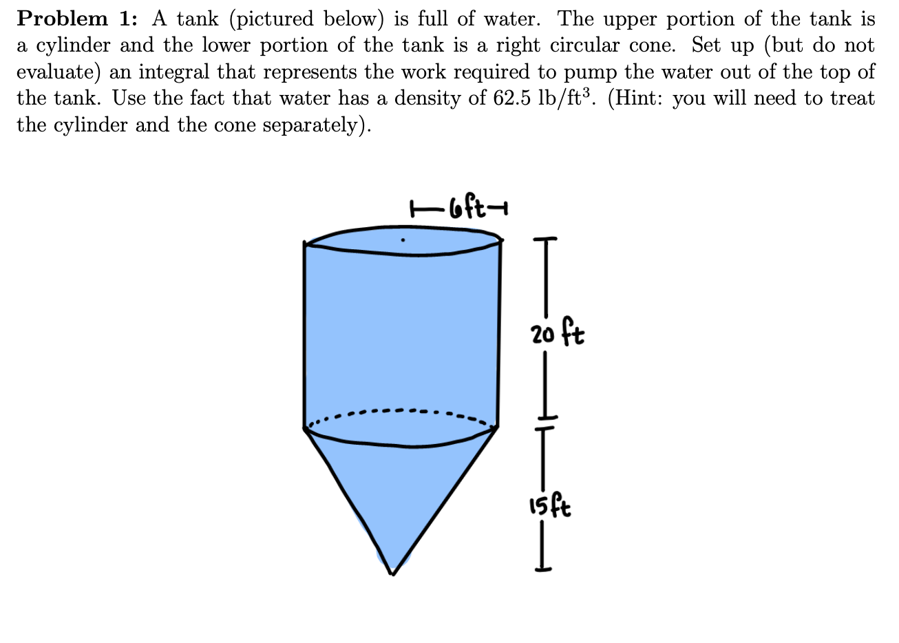 Solved Problem 1: A tank (pictured below) is full of water. | Chegg.com