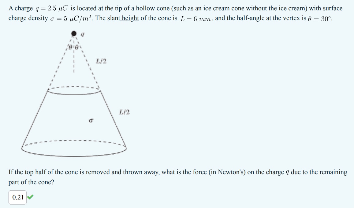 Solved A charge \\( q=2.5 \\mu C \\) is located at the tip | Chegg.com