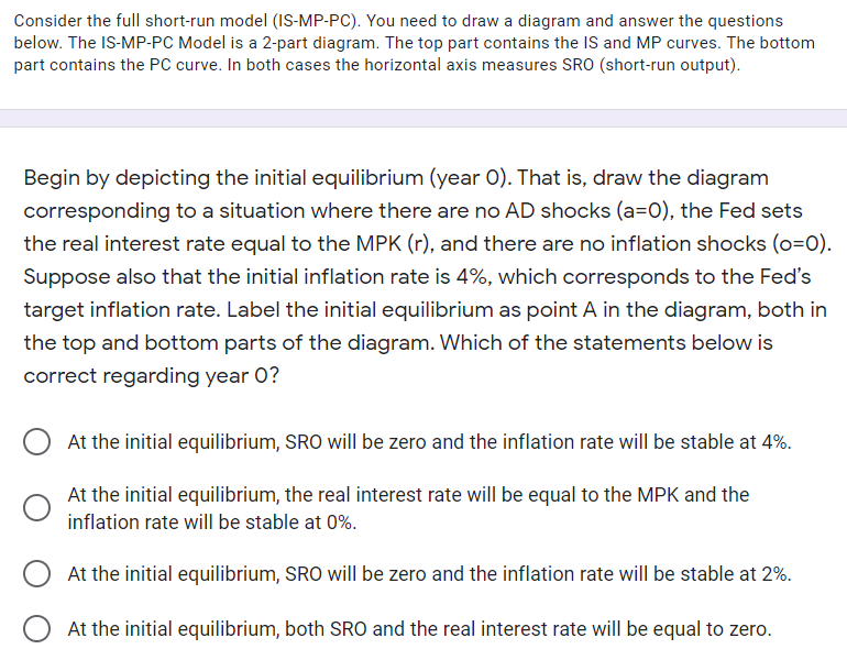 Solved Consider the full short-run model (IS-MP-PC). You | Chegg.com