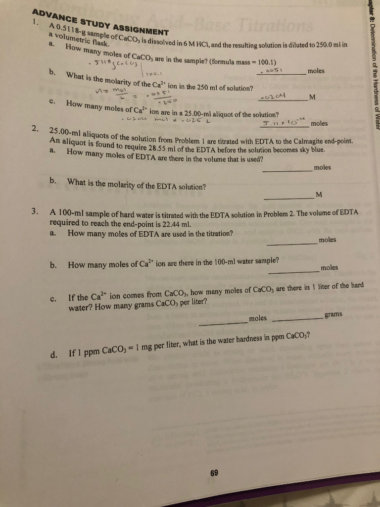 Solved a 25.00 ml aliquots from of the solution from problem | Chegg.com