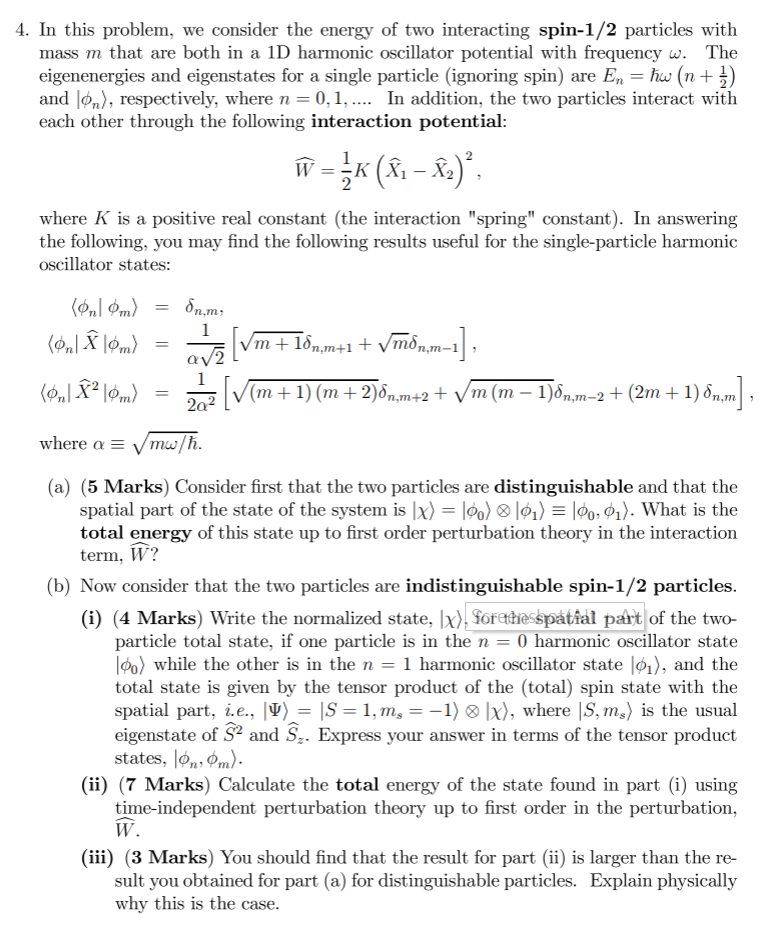 4. In this problem, we consider the energy of two | Chegg.com