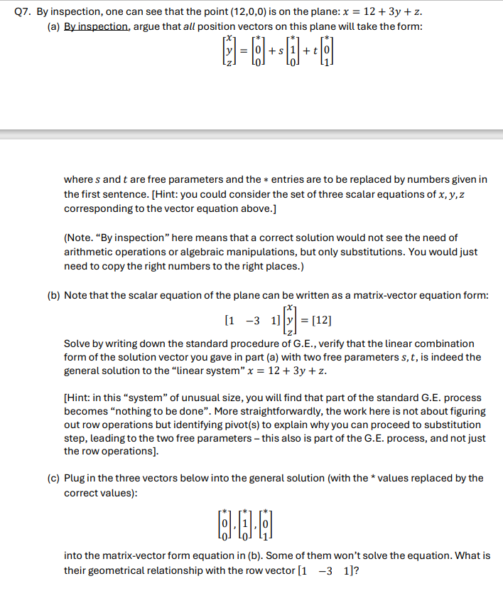 Solved Q7. ﻿By inspection, one can see that the point | Chegg.com