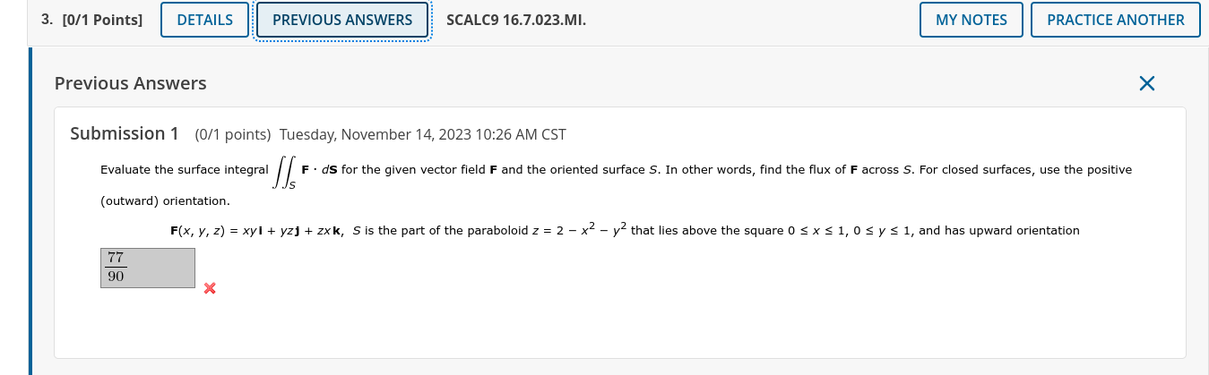 Solved Submission 1 (0/1 points) Tuesday, November 14, 2023 | Chegg.com