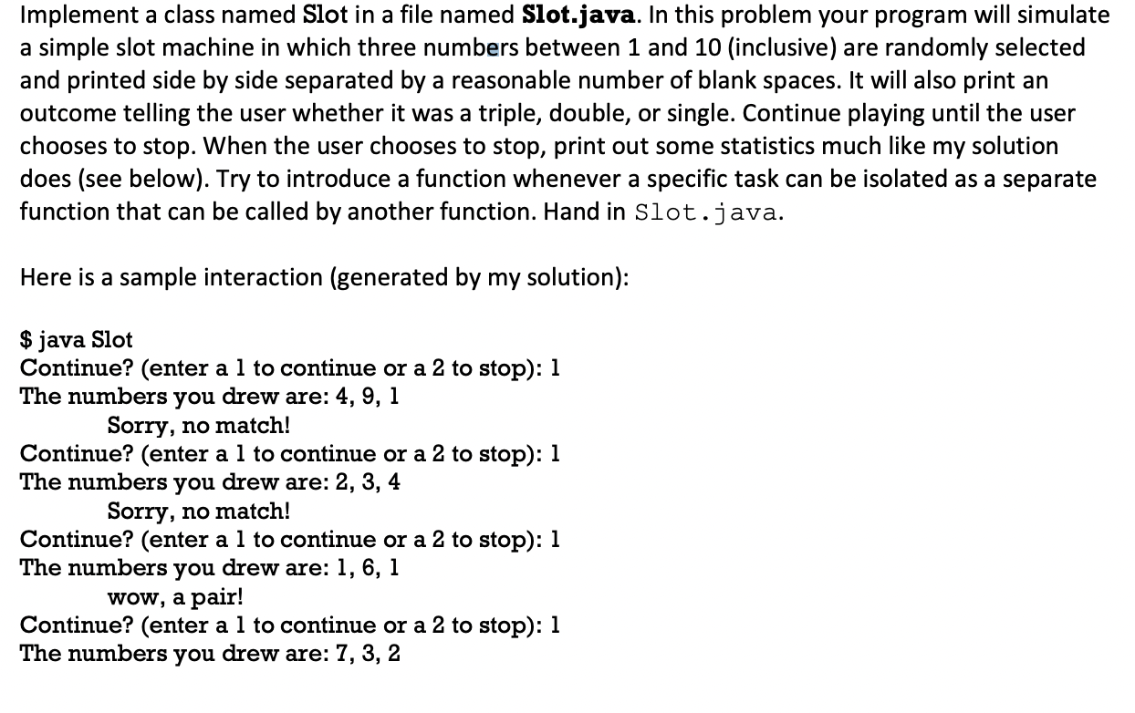 Solved Implement a class named Slot in a file named | Chegg.com