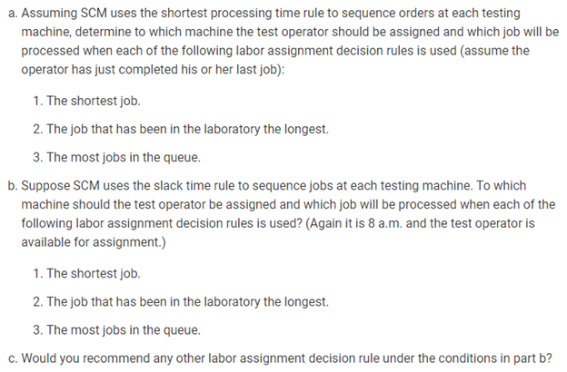 Solved A single test operator staffs the SCM Corporation's | Chegg.com